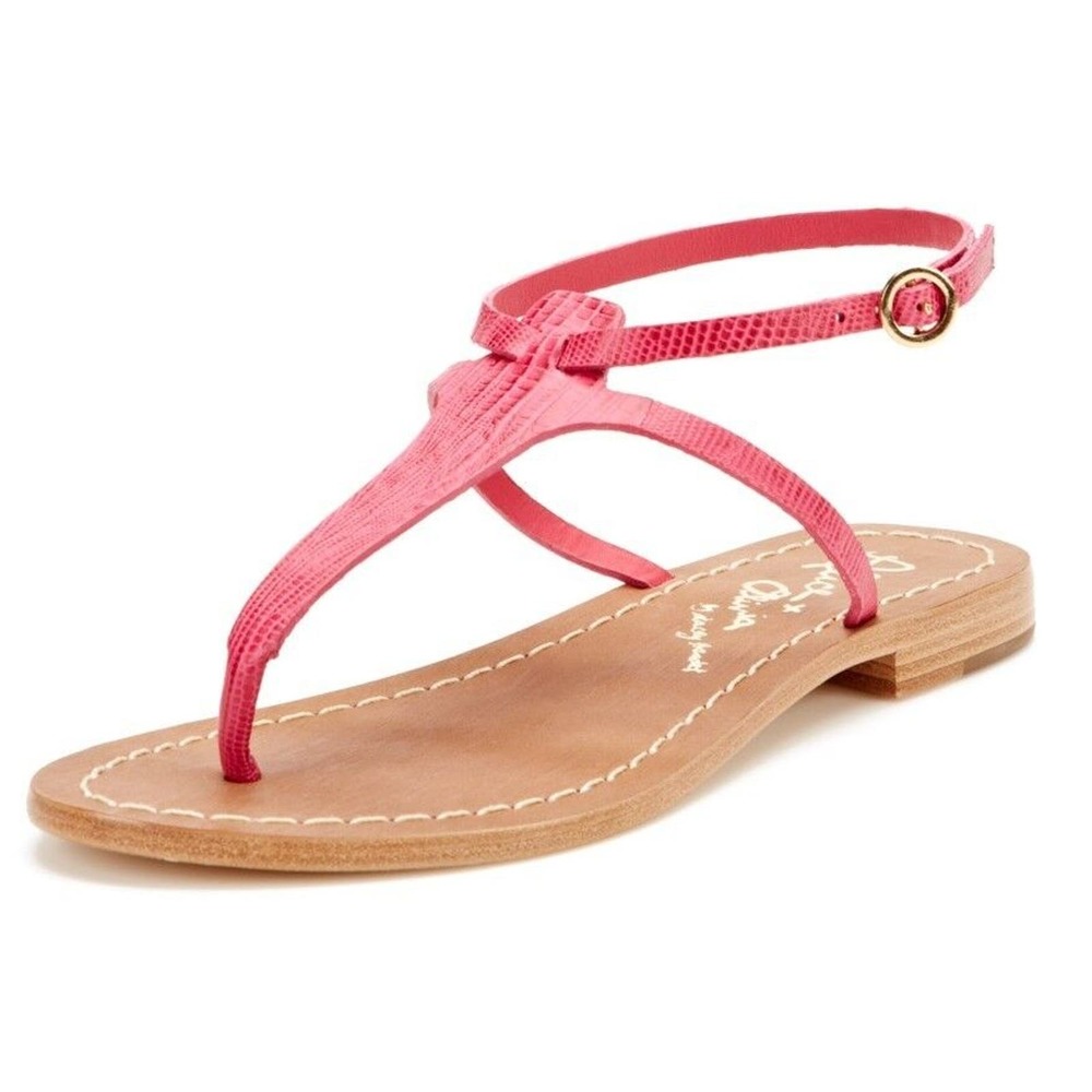 Alice + Olivia Bria Lizard Leather Thong Sandal Flat … - Gem